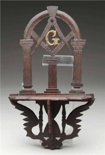 SMALL LONG CARVED MASONIC WALL SHELF