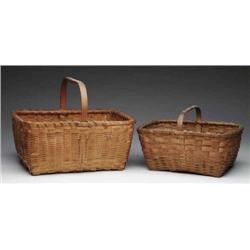 TWO RECTANGULAR HANDLED BASKETS
