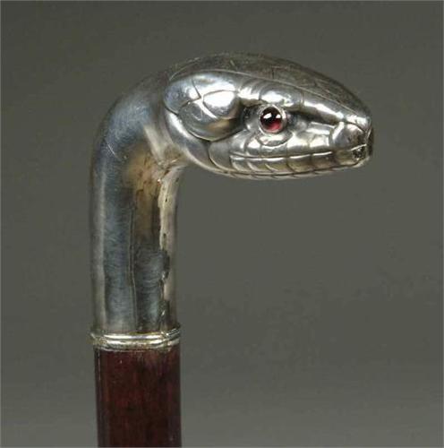 SILVER SNAKE HEAD CANE