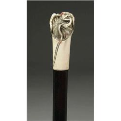 JAPANESE CARVED IVORY HANDLED CANE WITH