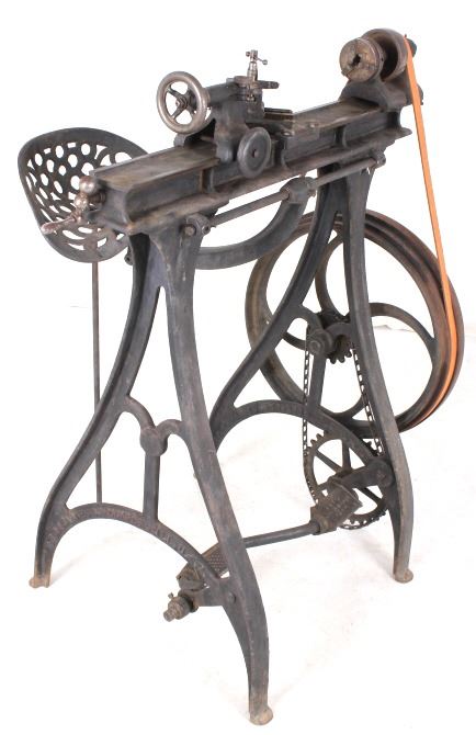 Treadle Operated Lathe & Wood Working Tools