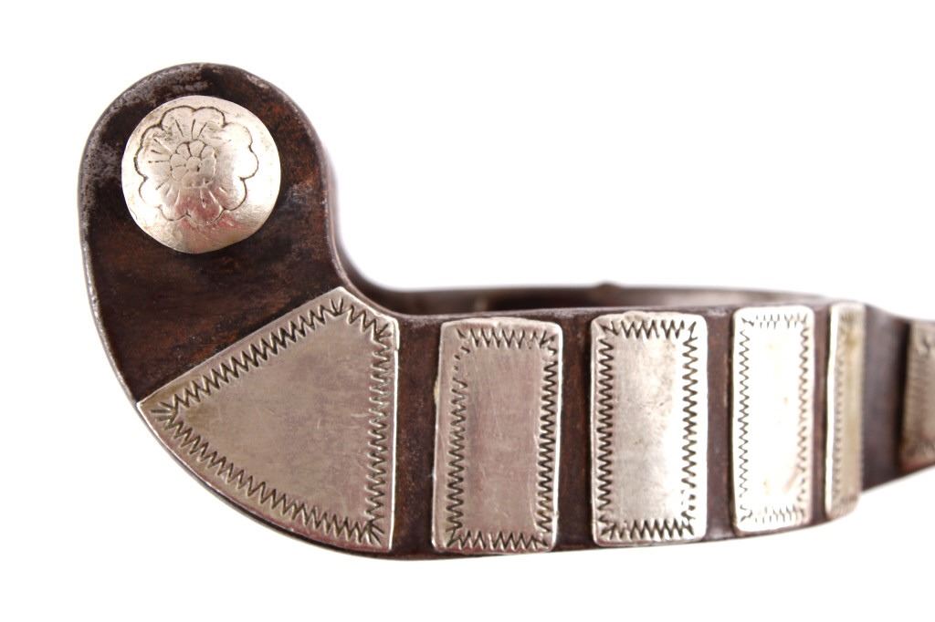 Oscar Crockett Silver Mounted Clover Rowel Spurs