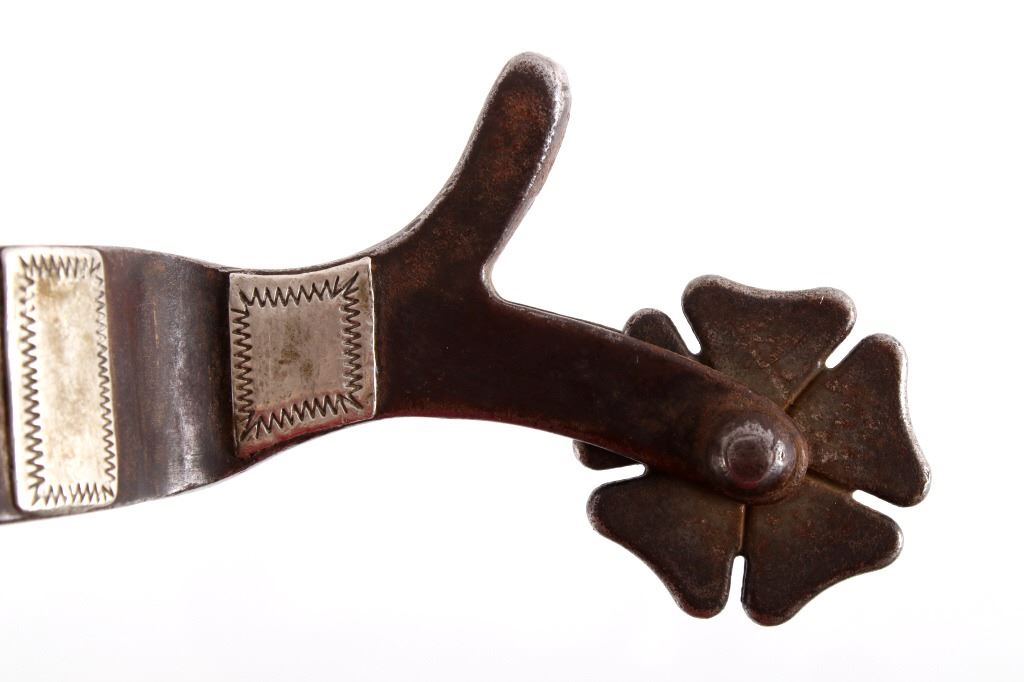 Oscar Crockett Silver Mounted Clover Rowel Spurs