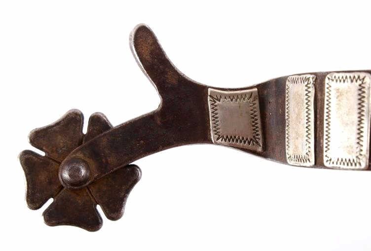 Oscar Crockett Silver Mounted Clover Rowel Spurs