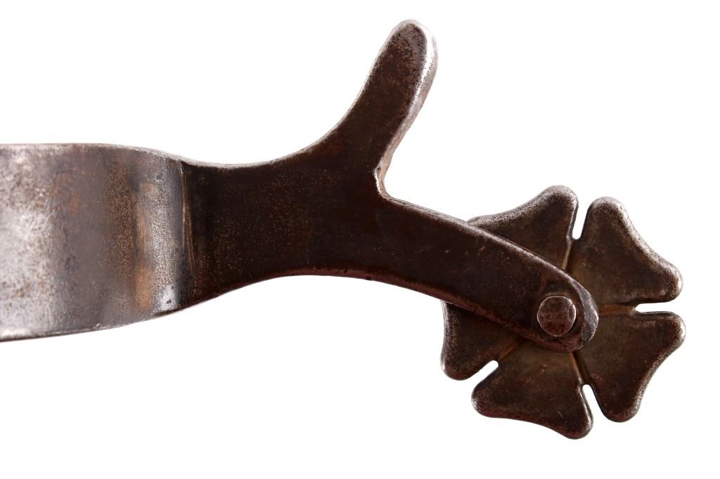 Oscar Crockett Silver Mounted Clover Rowel Spurs