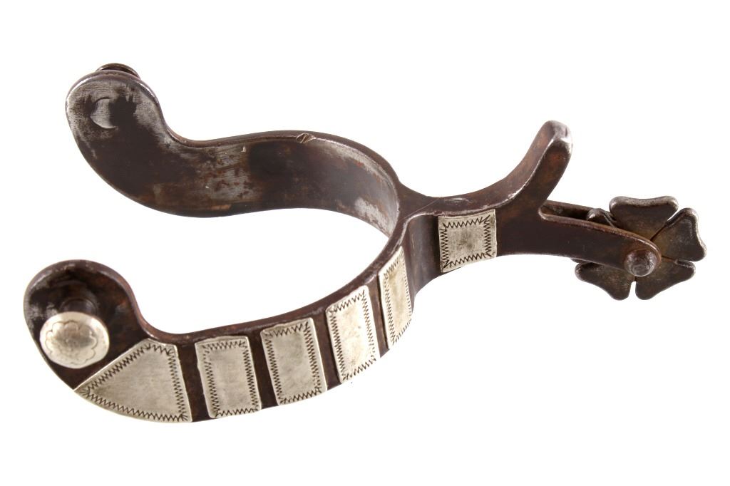 Oscar Crockett Silver Mounted Clover Rowel Spurs