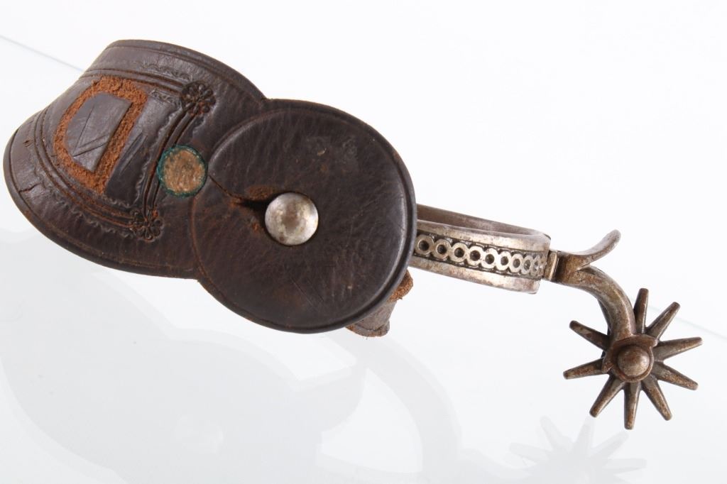 Oscar Crockett Silver Mounted Clover Rowel Spurs