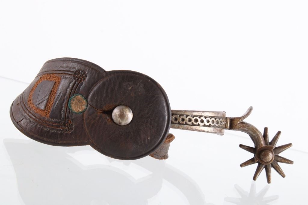 Oscar Crockett Silver Mounted Clover Rowel Spurs