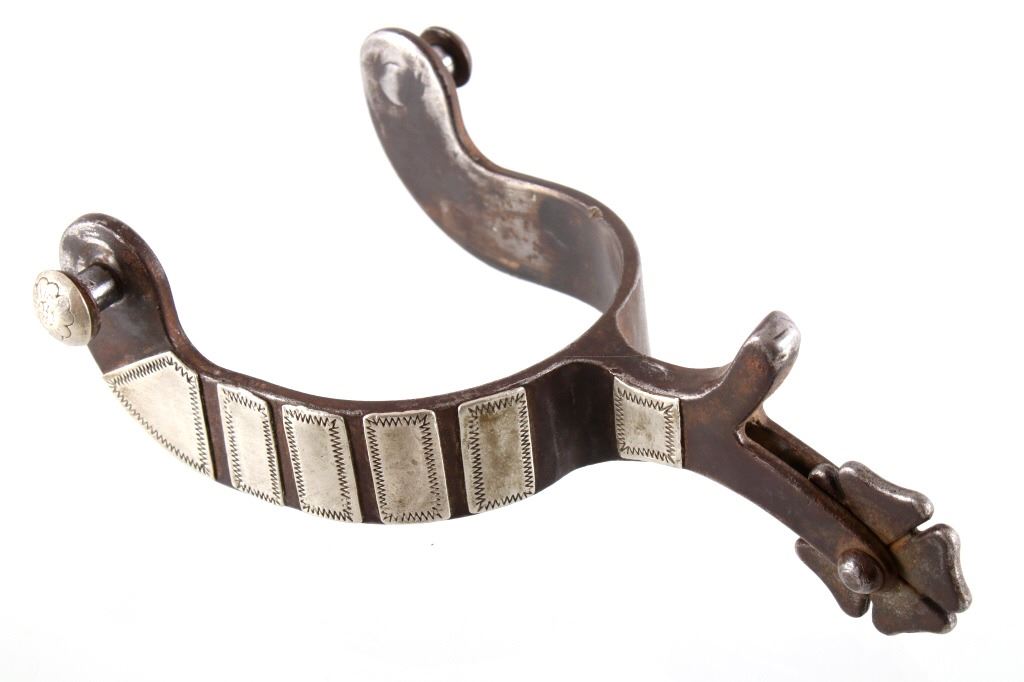 Oscar Crockett Silver Mounted Clover Rowel Spurs