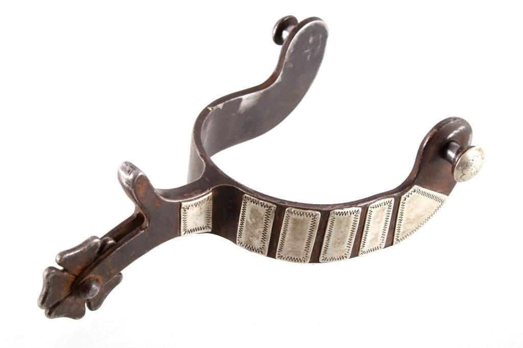 Oscar Crockett Silver Mounted Clover Rowel Spurs