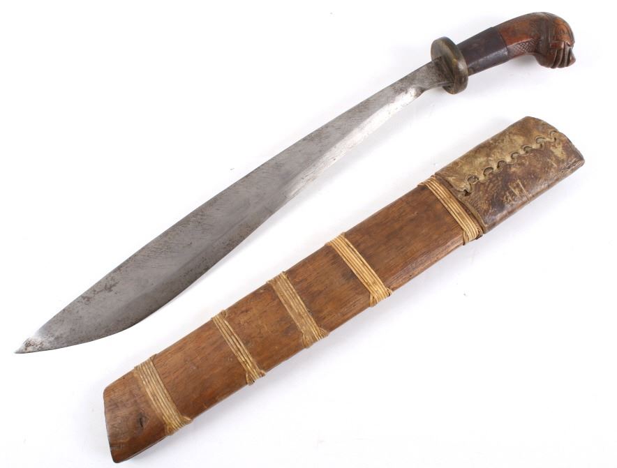 Mid 1900s Polynesian Machete with Hand Carved Grip