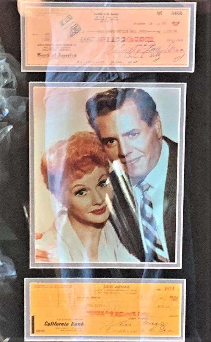 Signed & Framed Lucille Ball Arnaz and Desi Arnaz Checks