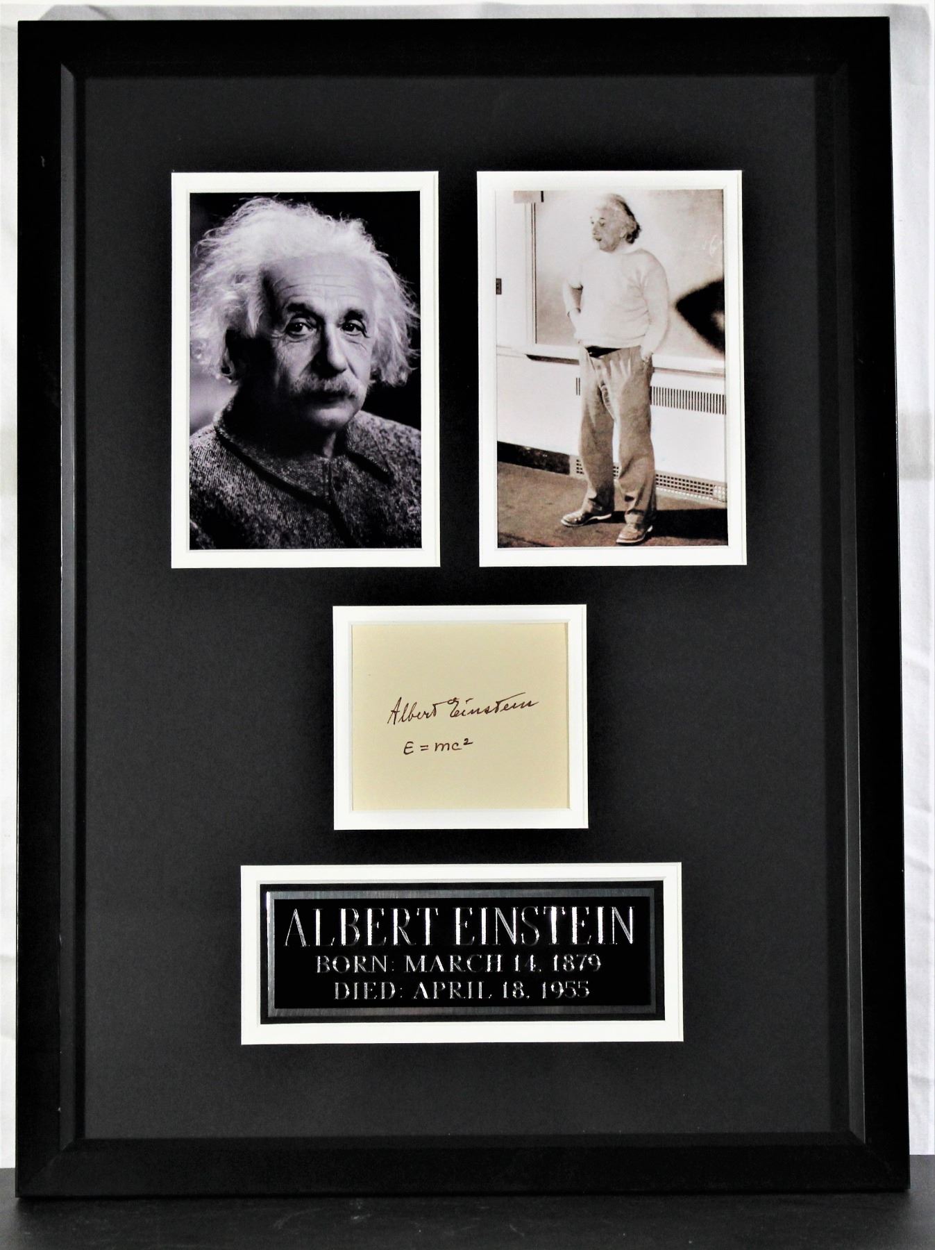 Signed & Framed Albert Einstein Signature Cut