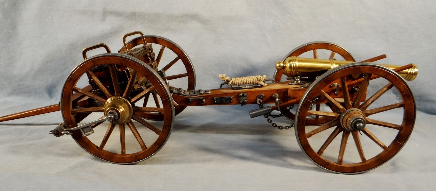 Dahlgren 61 model cannon & limber, 27" l x 7" h