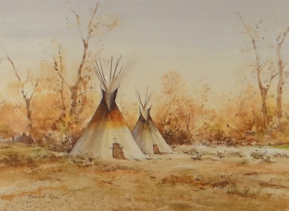 Rees, Howard, watercolor, Autumn Teepees, 12" x 8"