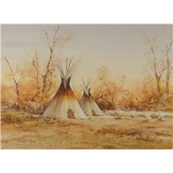 Rees, Howard, watercolor, Autumn Teepees, 12" x 8"
