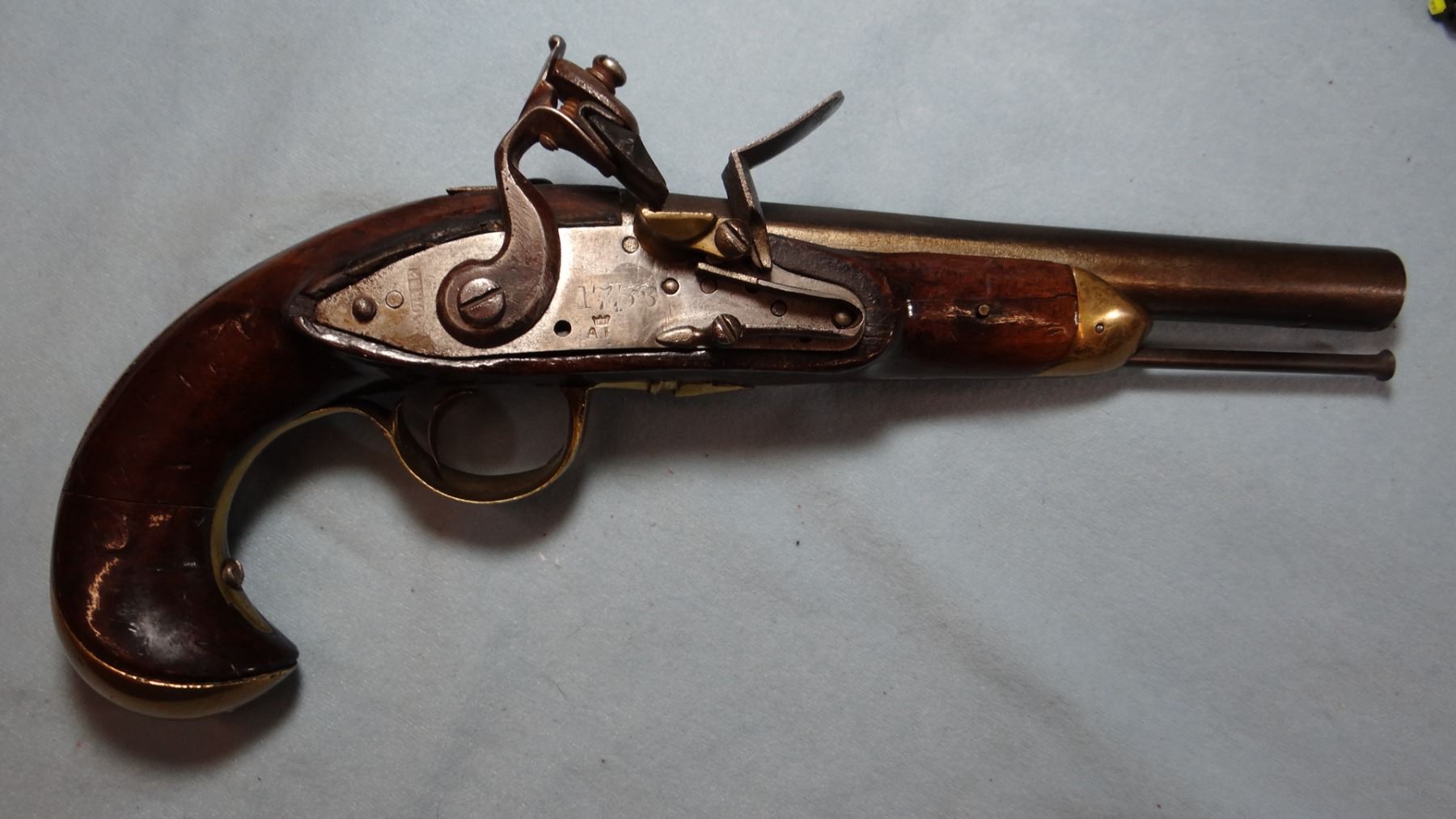 European Naval flintlock pistol, .70 cal., made 1753