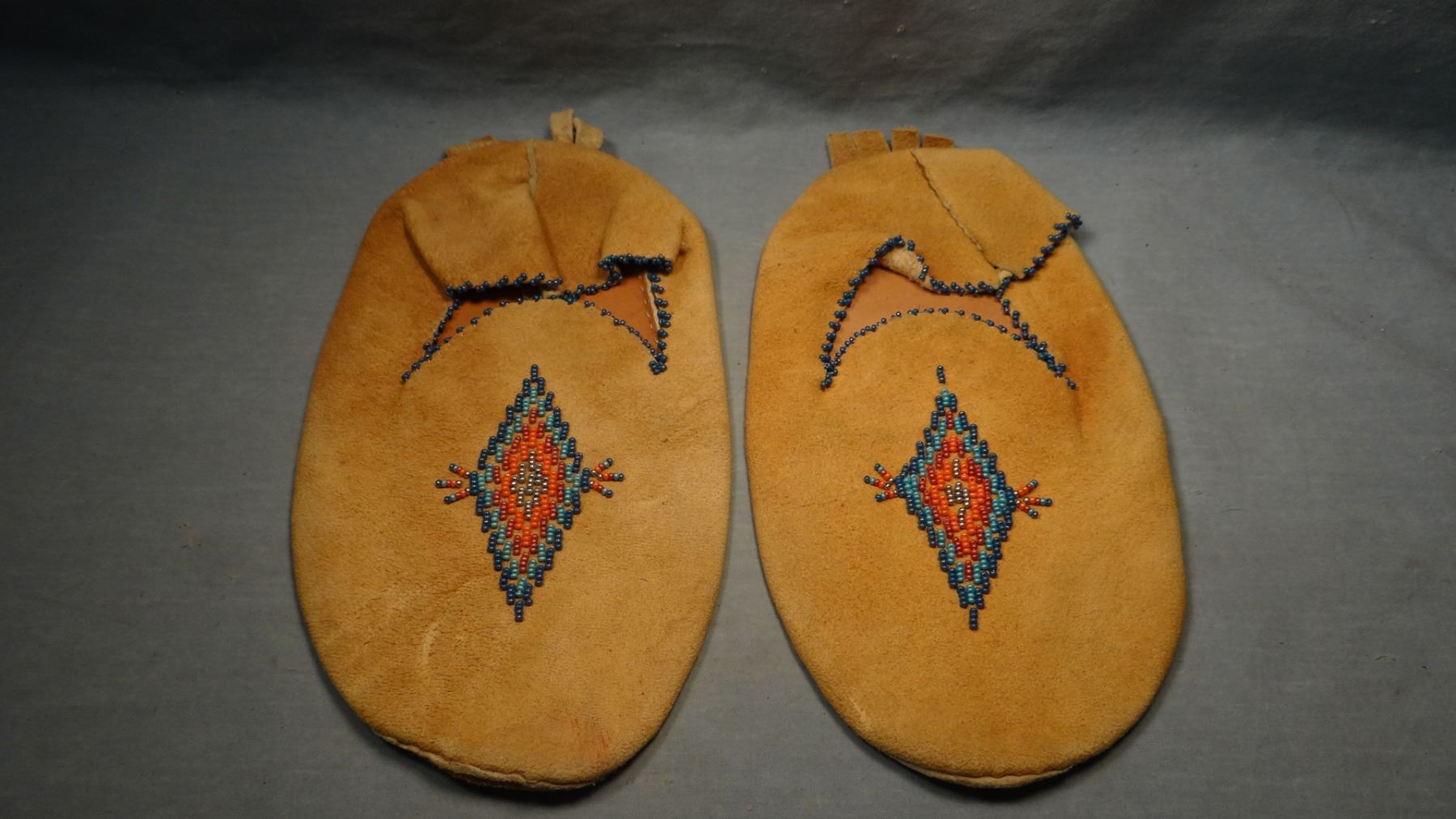 Northern Cheyenne bead trimmed moccasins, brain tanned, Northern ...