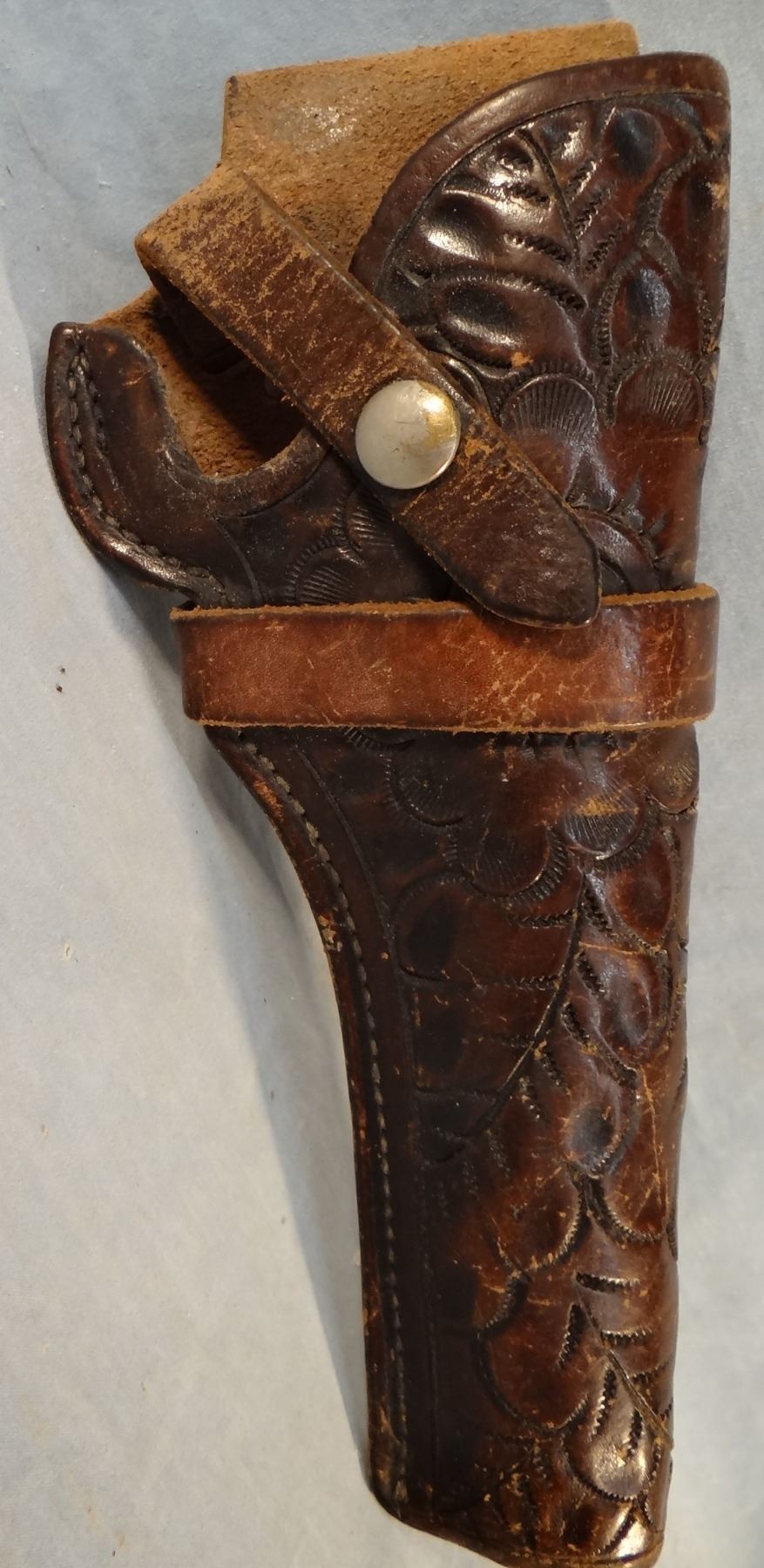 George Lawrence single loop holster, flower tooled