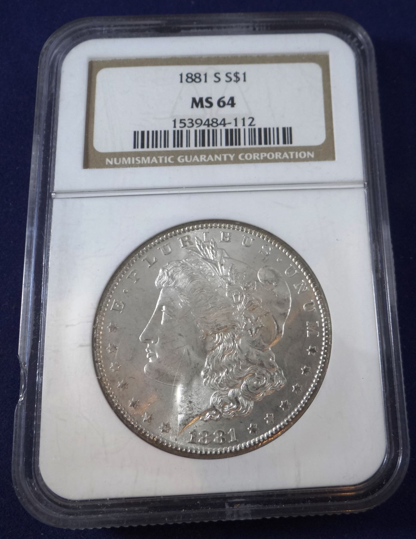 1881 S Morgan dollar, NGC MS 64