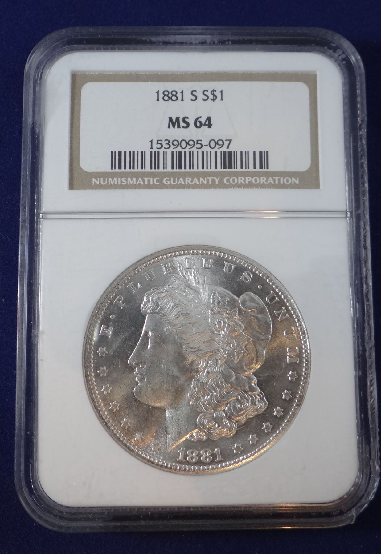 1881 S Morgan dollar, NGC MS 64