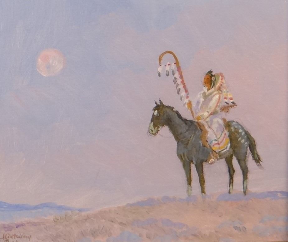 Contway, Jay (1935-2019) original oil on board, Chief Stick, 8" x 10"