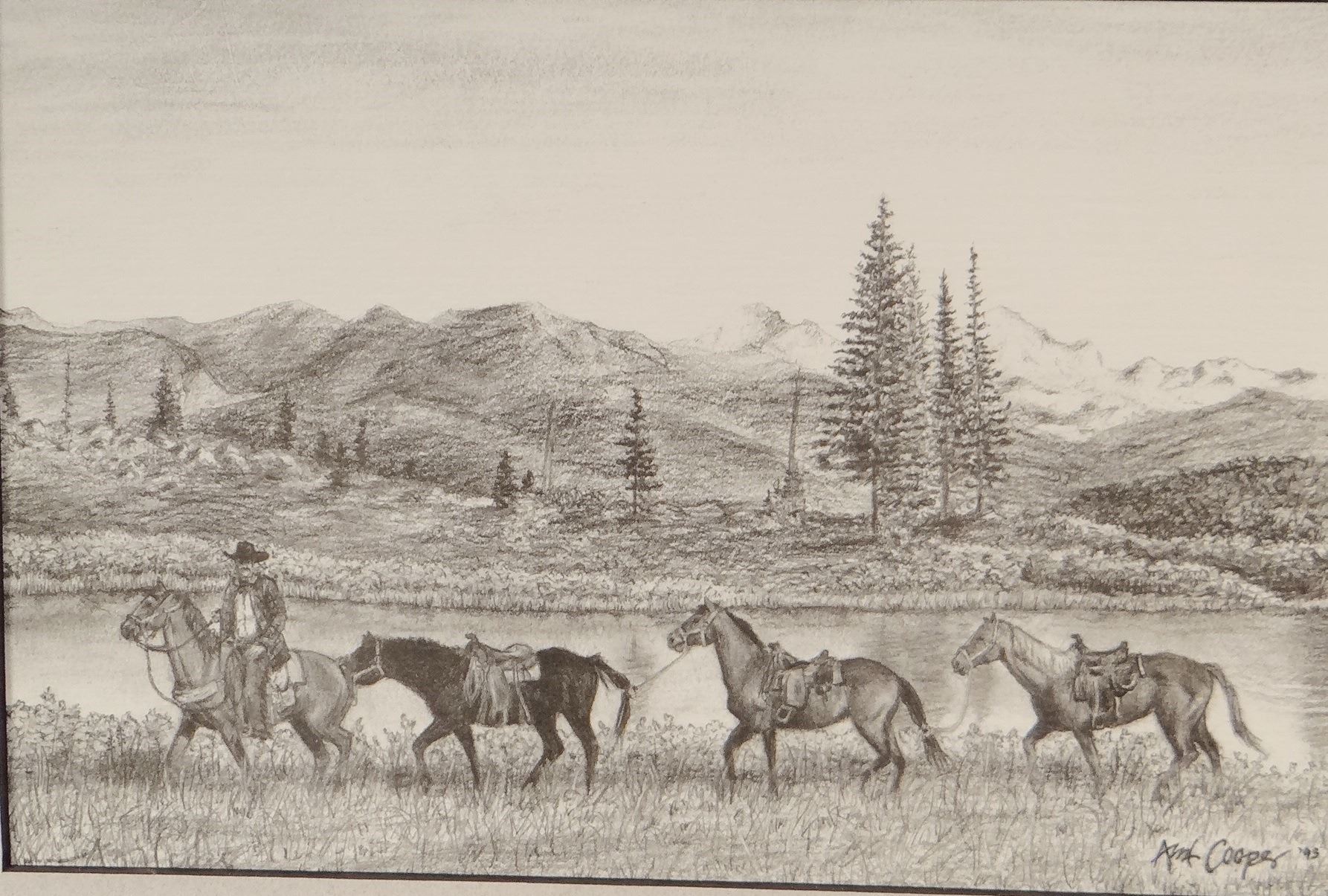 Cooper, Ash, (2) framed prints, Moving The Saddle Horses, 7" x 10 ...
