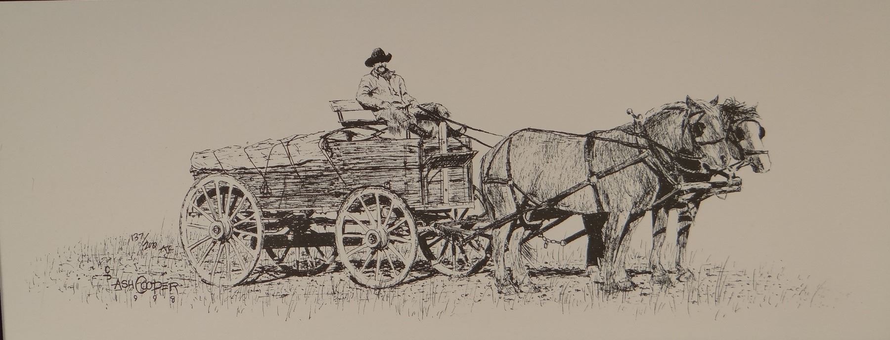 Cooper, Ash, (2) framed prints, Moving The Saddle Horses, 7" x 10 ...