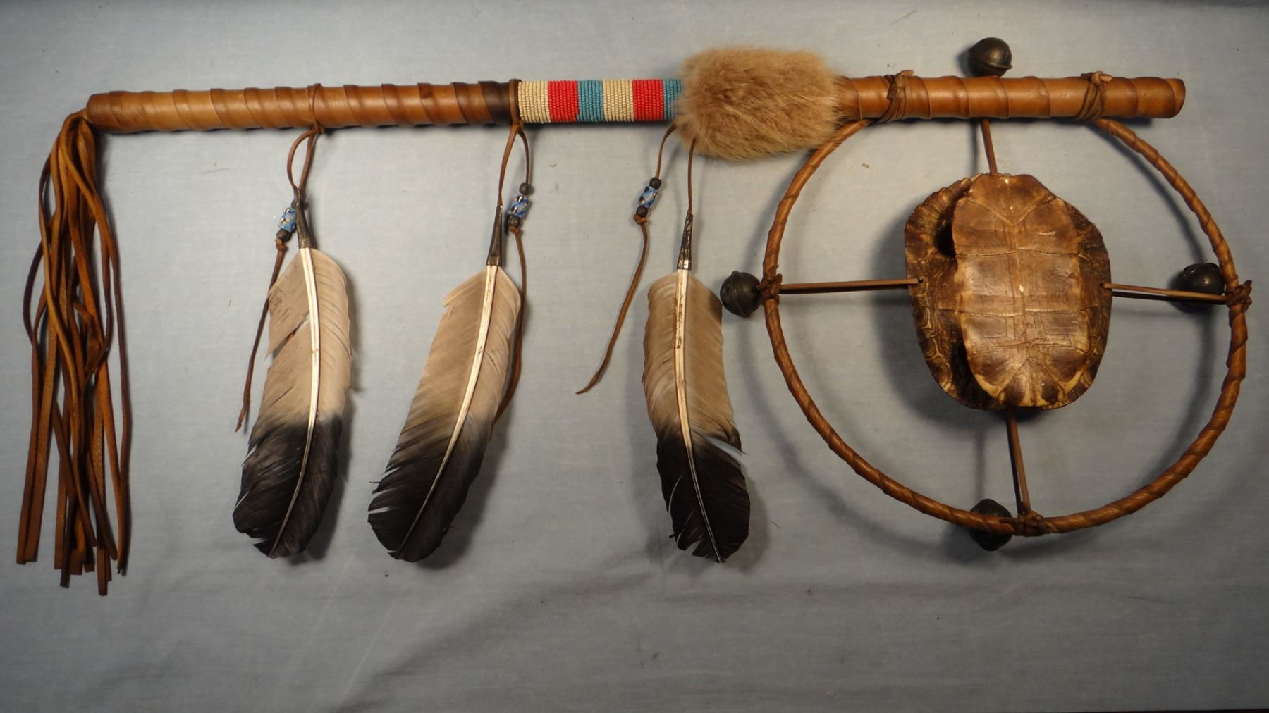 2 Turtle shell hoop dance sticks, 26", Chippewa/Cree