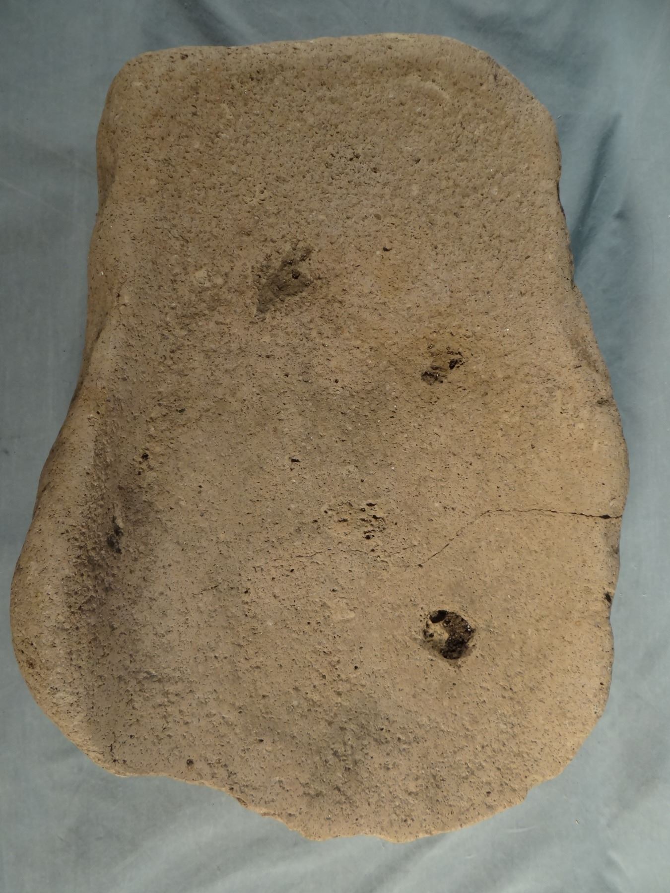 Indian corn grinding stone bowl, 17" x 12", hairlines