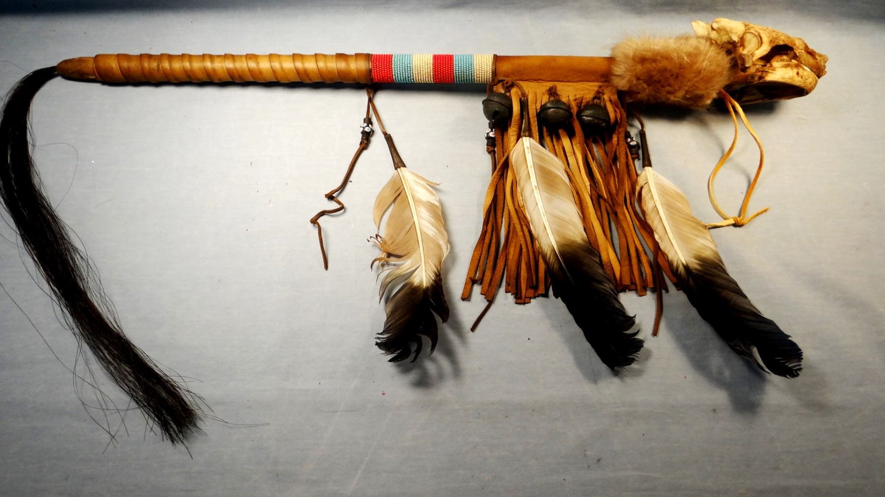 2 Chippewa/Cree turtle skull dance sticks, modern