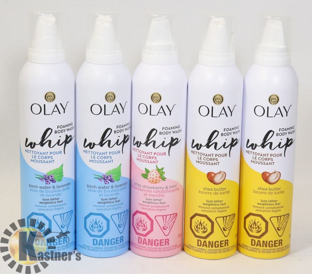 5 ASSORTED CANS OF OLAY FOAMING BODY WASH