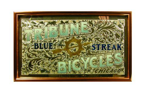 Tribune Blue Streak Bicycle Glass Sign