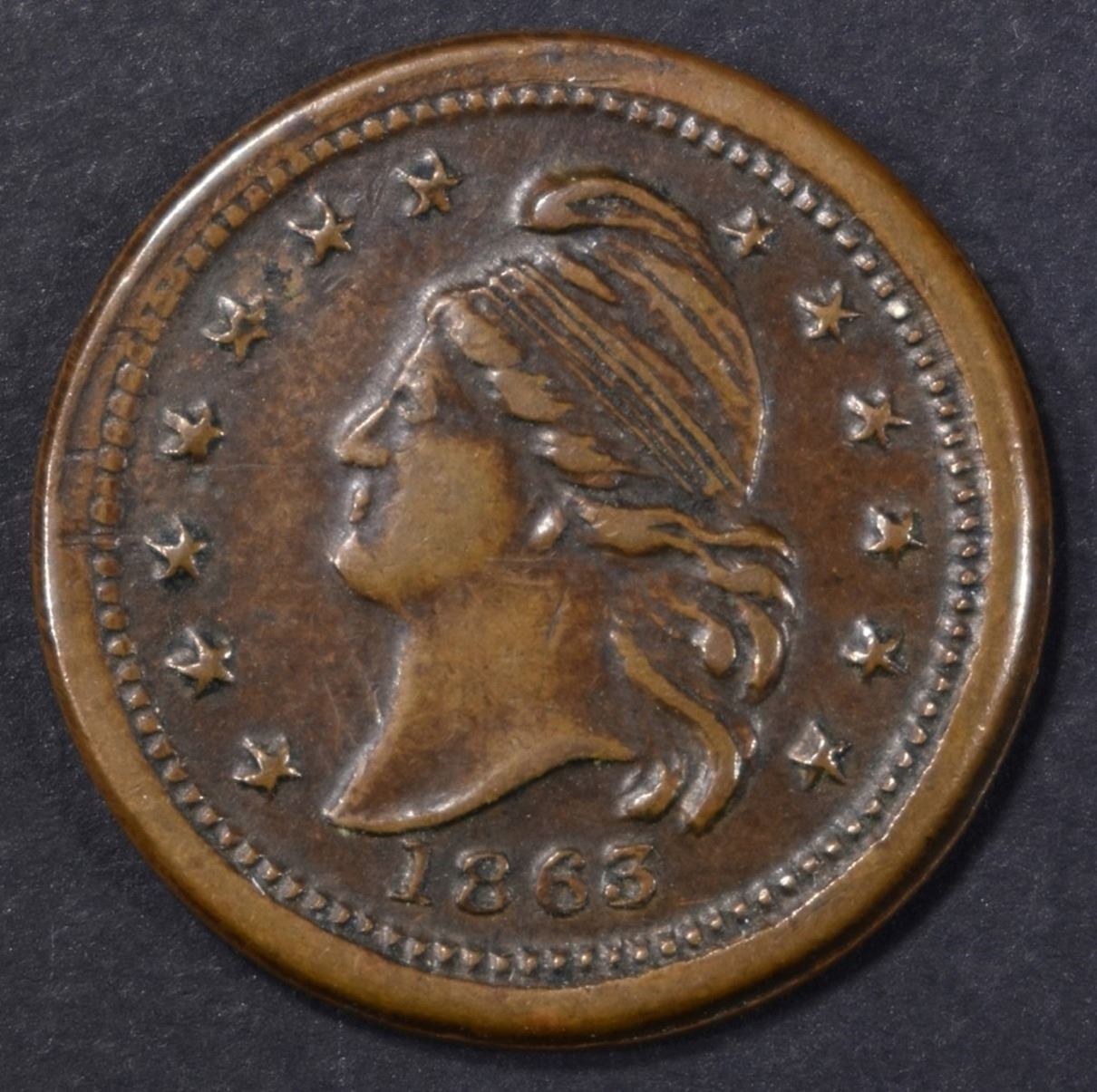 1863 PEACE FOREVER CIVIL WAR TOKEN F-25/418 CH AU