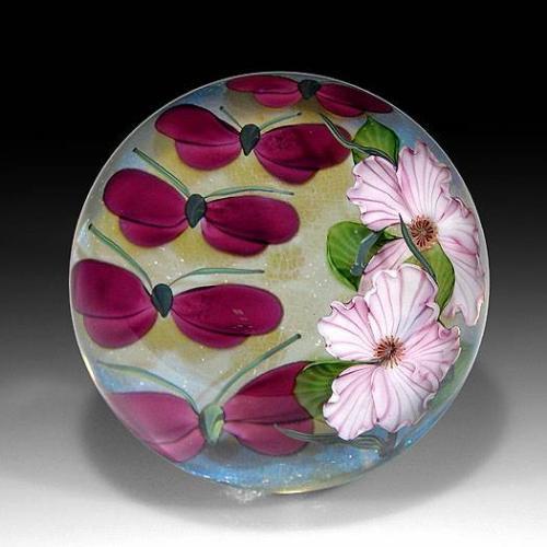 Lundberg Studios 1984 Butterflies Paperweight