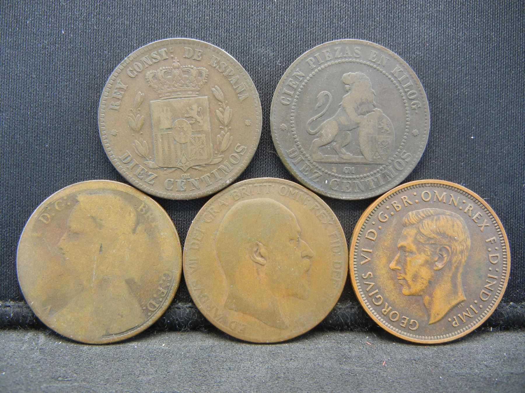 (5) Old Large Foreign Copper Coins (3) From the 1800's