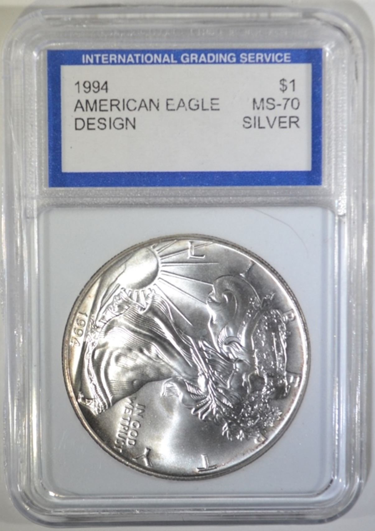 1994 AMERICAN SILVER EAGLE, IGS PERFECT GEM BU
