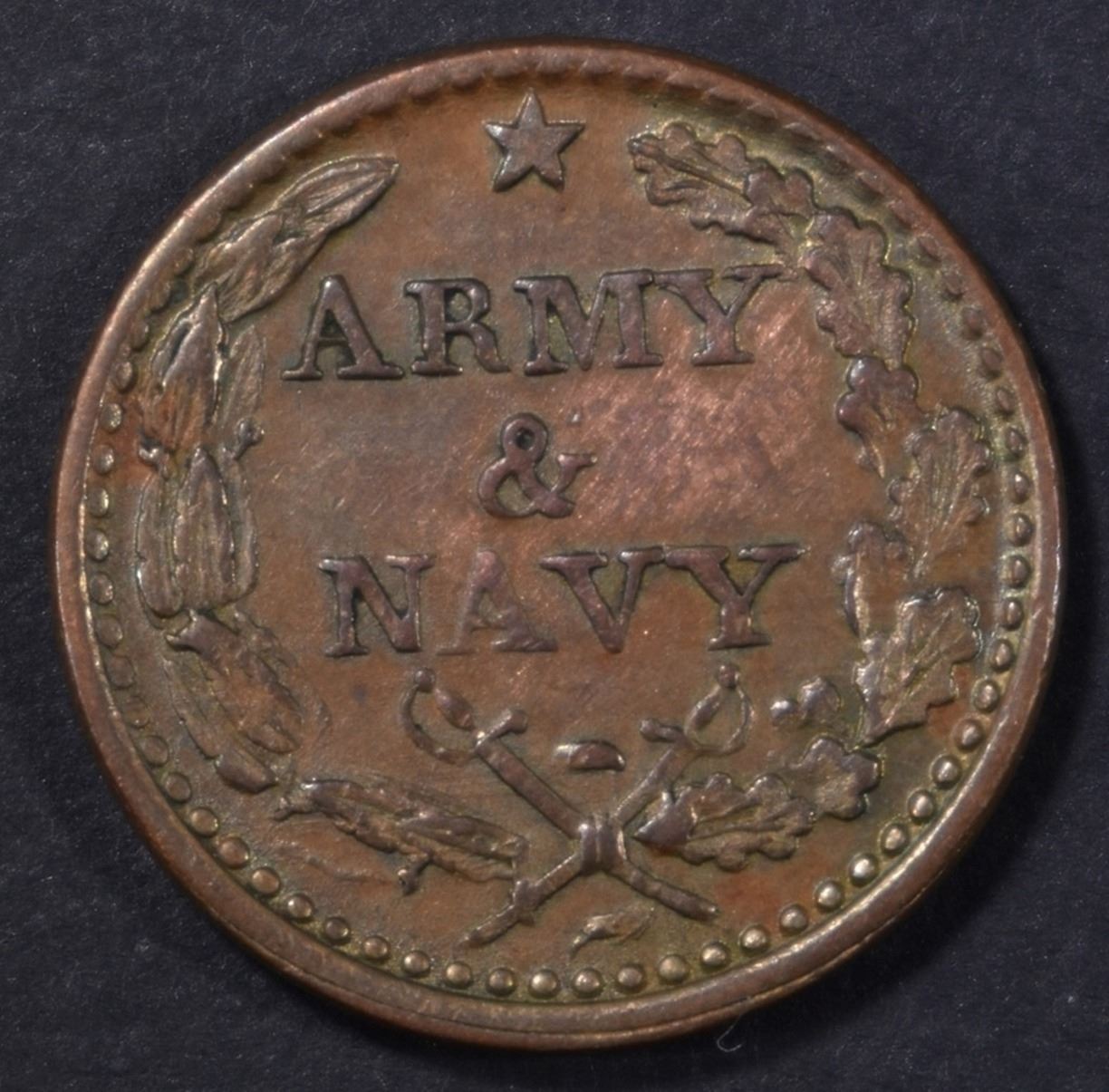 1863 ARMY & NAVY CIVIL WAR TOKEN AU