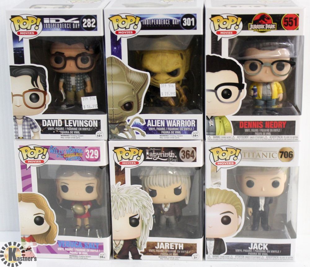 LOT OF 6 ASSORTED FUNKO POPS: MOVIES VARIETY PACK.
