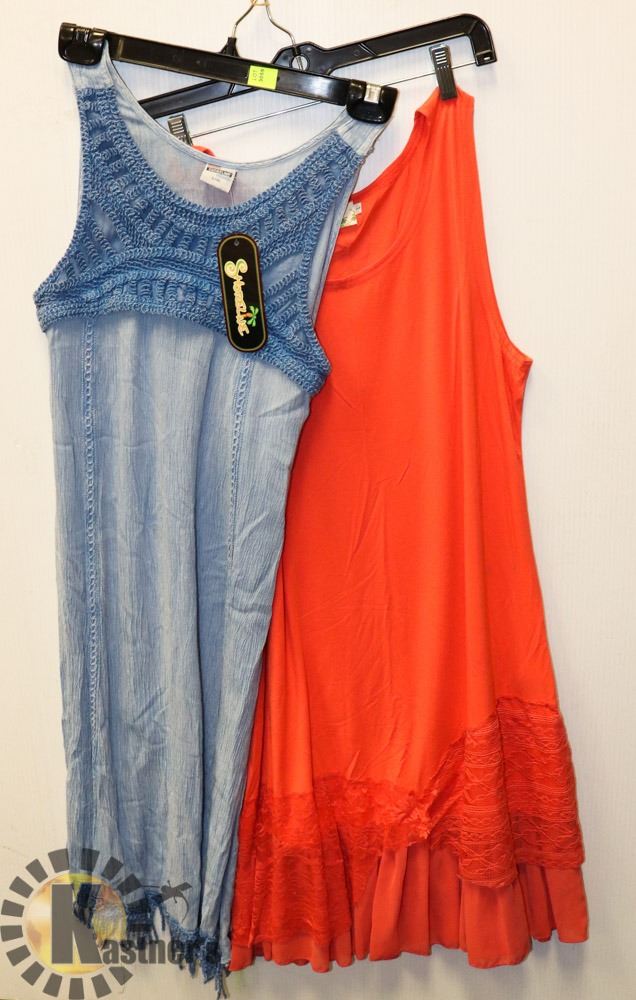TWO WOMEN/S SUNDRESSES- LIGHT BLUE & SALMON