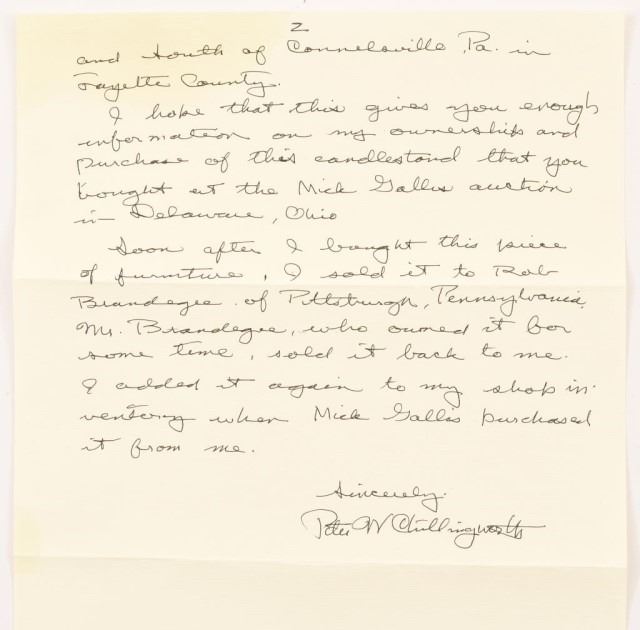 Gist Uniontown Pennsylvania Plantation Candlestand