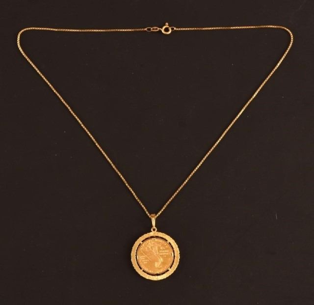 Indian Head $5 Gold Coin Pendant & Chain