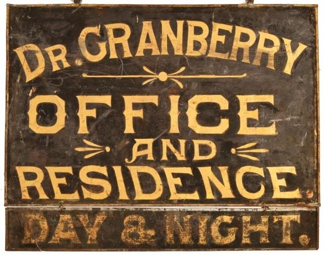 Dr. Granberry & Residence Office Hanging Tin Sign