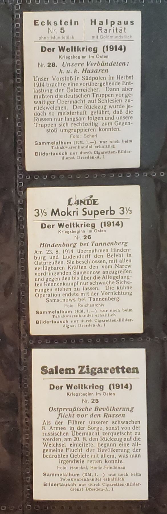 Lot of 7 German WW1 Cigarette Cards 1914-1918