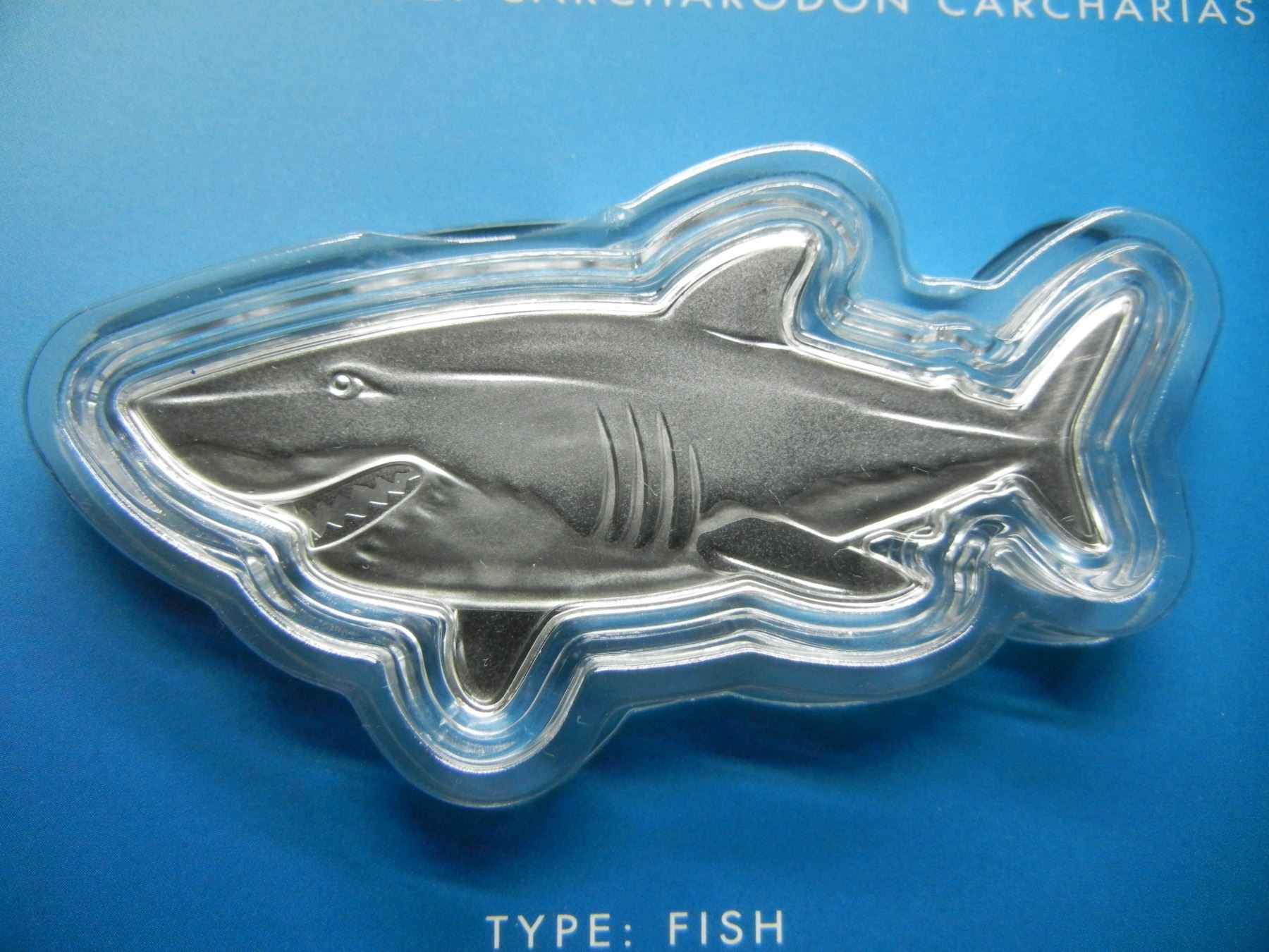 1 oz .999 Silver Shark Shaped Coin Pamp In Very Neat PKG