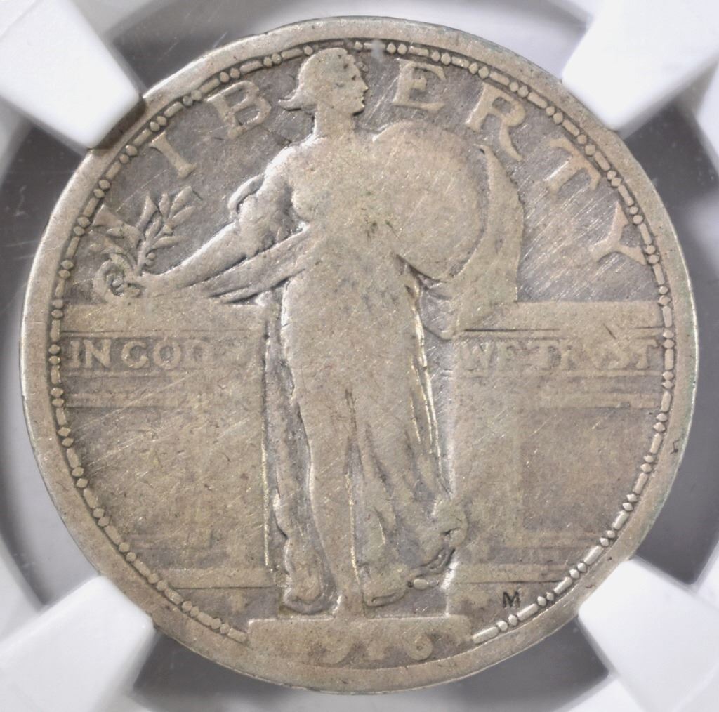 1916 STANDING LIBERTY QUARTER NGC VG CLEANED