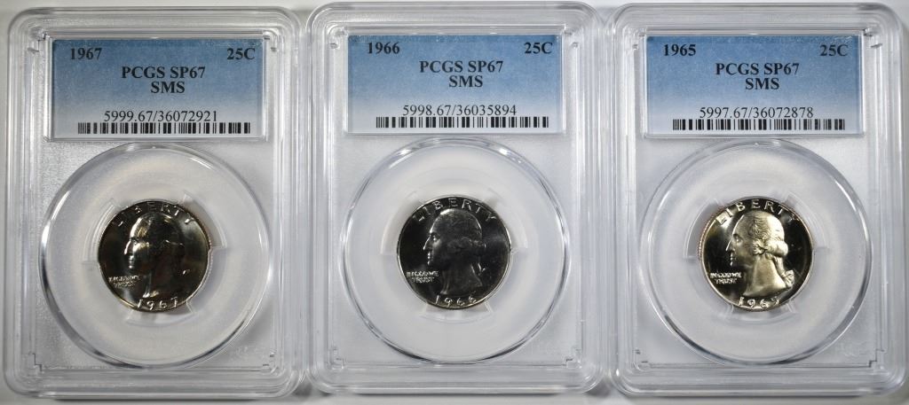 SMS QUARTER SET, ALL PCGS SP-67