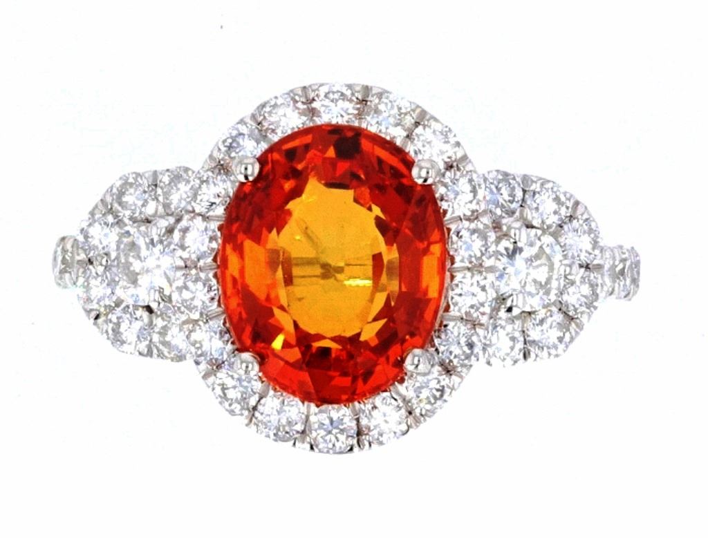 RARE Mandarin Sapphire & Diamond Platinum Ring