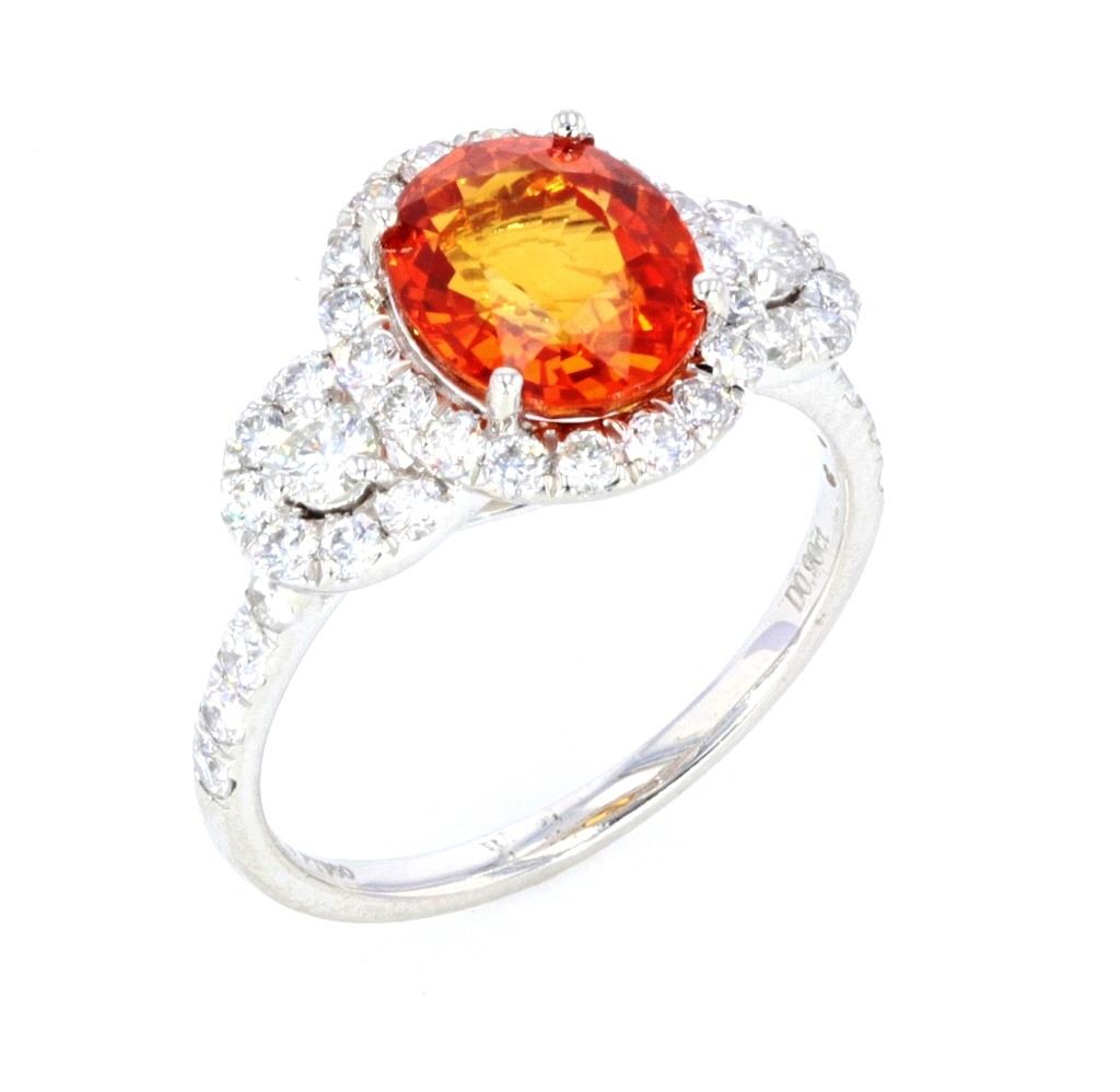 RARE Mandarin Sapphire & Diamond Platinum Ring