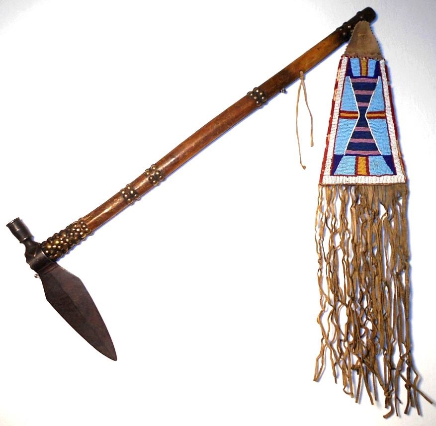 Crow Spontoon Pipe Tomahawk w/ Beaded Drop c. 1850